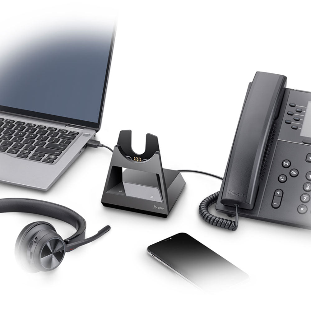 Poly Voyager 4310 UC USB Bluetooth Headset, Inc Charging Stand ...